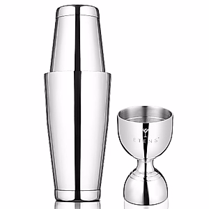 Etens Boston Cocktail Shaker Double Jigger Set, Bundle Shaking Tins 28oz 18oz & Bell Jigger 2oz 1oz for Bartending – Bar Drink Margarita Mixer | Shot Measure Jigger with Measurement | Bartender Kit
