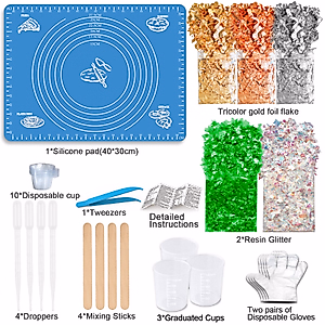 Epoxy Resin Clear Crystal Coating Kit 600ml/23oz - 2 Part Casting Resin for Art, Craft, Jewelry Making, River Tables, with Resin Glitter, Gloves, Measuring Cup and Wooden Sticks