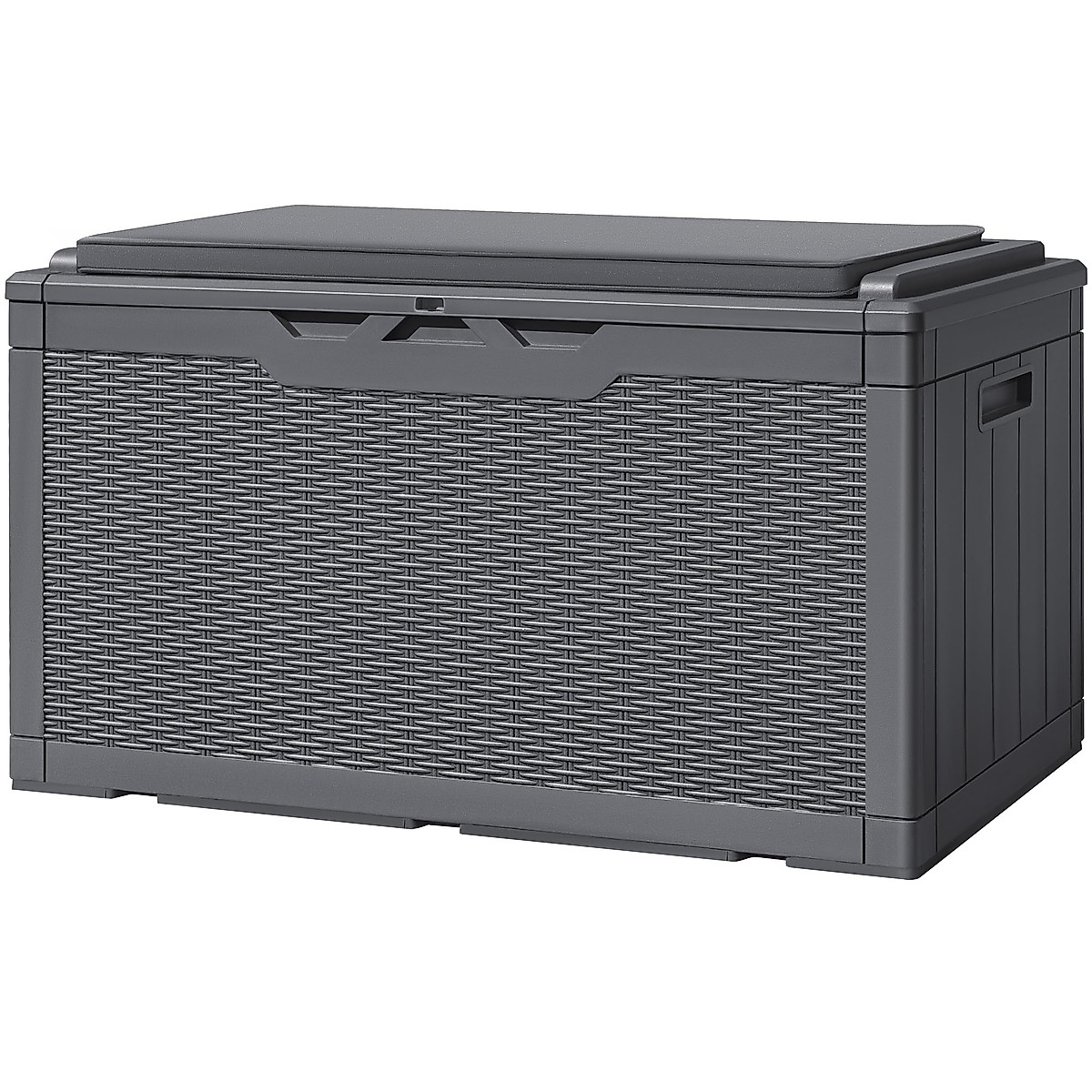 Greesum 100 Gallon Resin Deck Box Large Outdoor Storage with Cushions for Patio Furniture, Garden Tools, Pool Supplies, Weatherproof and UV Resistant, Lockable, Gray