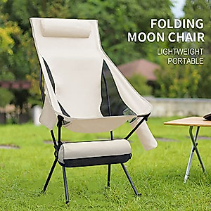 WEST TUNE Ultralight Folding Camping Chair with Headrest, High-Back Aluminum Portable Camping Chair,Backpacking Chair for Festivals Fishing Picnic and Hiking,Breathable Outdoor Camp Chair,Beige 2 pcs