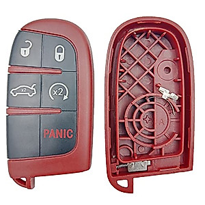 Guibuhuse New Red Color Smart Keyless Entry Remote Key Fob Cover Fits for 2016 2017 2018 2019 2020 Dodge Challenger Charger Dart Durango Journey Jeep Grand Cherokee Chrysler 300 2011-2018 Key Case