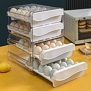 KELEJU Egg Storage Box 40 Grid ,Large Capacity Double Drawer,Household Fresh-Keeping Egg Shelf Tray,Storage Box For Kitchen Counter And Refrigerator,Transparent And Visible