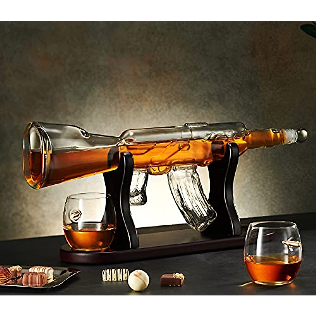 Godinger Whiskey Decanter and Whiskey Glasses Bar Set, Liquor Decanter Gift Set for Scotch Bourbon Wine, Gifts for Men