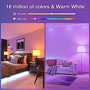 Ghome Smart Light Bulbs, A19 E26 Color Changing Led Bulb Works with Alexa, Google Home, App & Voice Control, 2.4Ghz WiFi Only, 800 Lumens,Dimmable RGB Warm White 2700K Smart Home Lighting, 4 Pack(WB4)