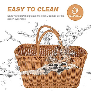 Garneck Wicker Market Basket Bag, Big Wicker Storage Basket for Beach, Laundry, Toy, Blanket, Storage, Baby, or Picnic