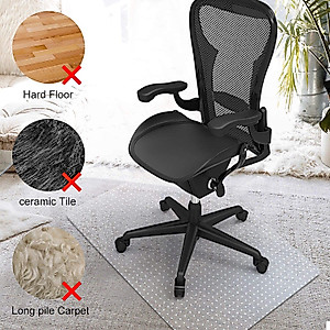 Kuyal Carpet Chair Mat, 48" x 36" PVC Home Office Desk Chair Mat for Floor Protection, Clear, Studded, BPA Free Matte Anti-Slip (36" X 48" Rectangle)