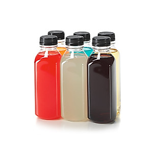 Clear Food Grade Plastic Juice Bottles 16 Oz (Pint) with Cap (6)