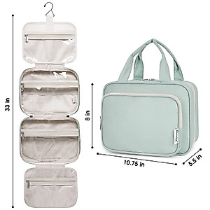 Narwey Hanging Toiletry Bag for Women Travel Makeup Bag Organizer Toiletries Bag for Travel Size Essentials Accessories Cosmetics (Mint Green (Medium))