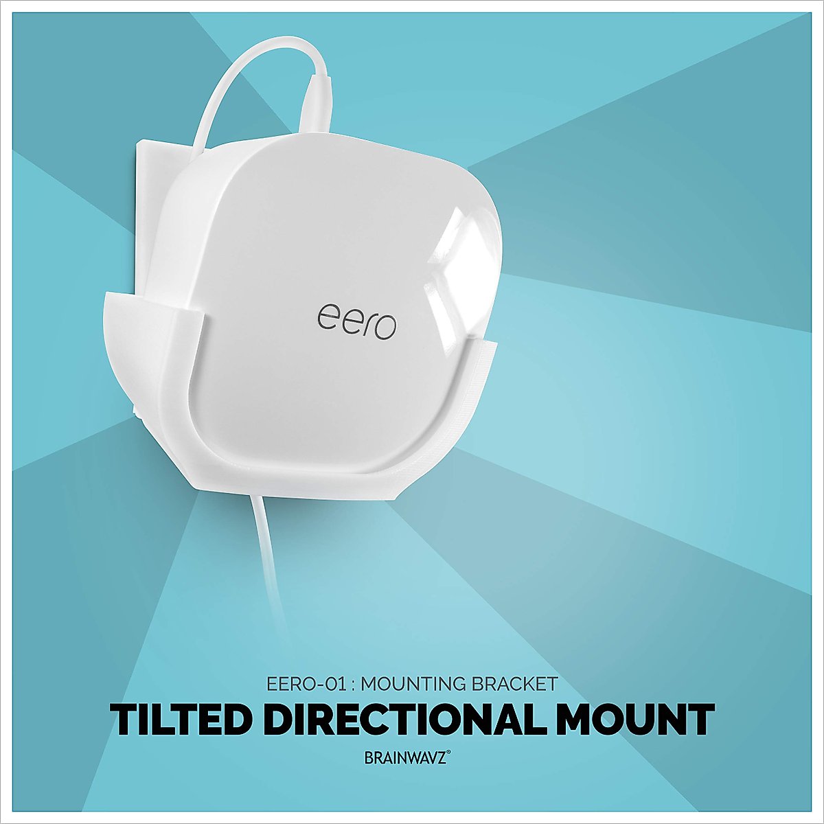 Screwless Wall Mount for Eero Mesh WiFi Holder, Tilted for Max Reception, Custom Design (NOT Compatible with Eero 6/Pro 6/Beacon), Strong VHB Adhesive, No Tools, No Mess, White by Brainwavz