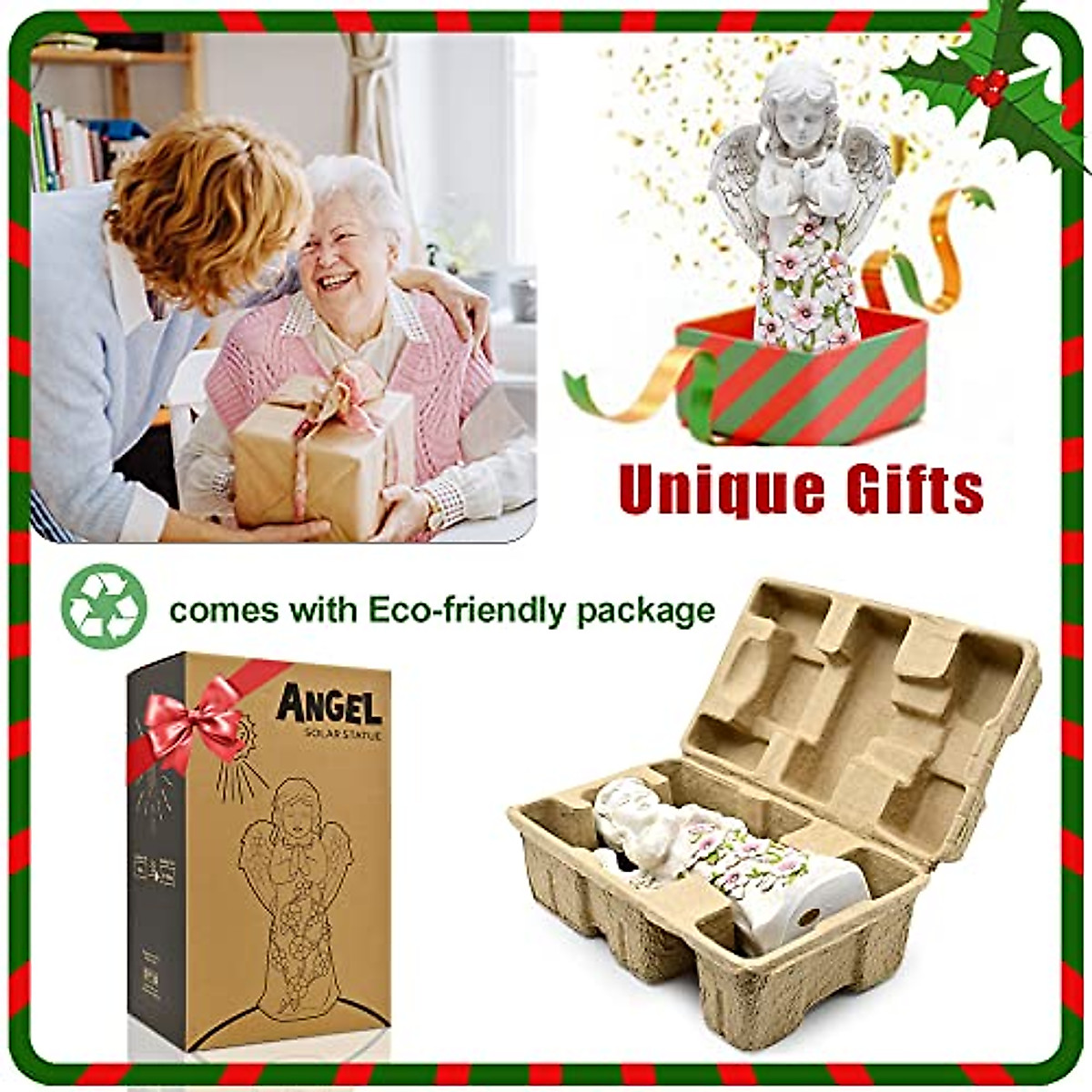 Nacome Angel Outdoor Garden Decor Statues – Solar Garden Figurines Gifts for Mom Grandma Women