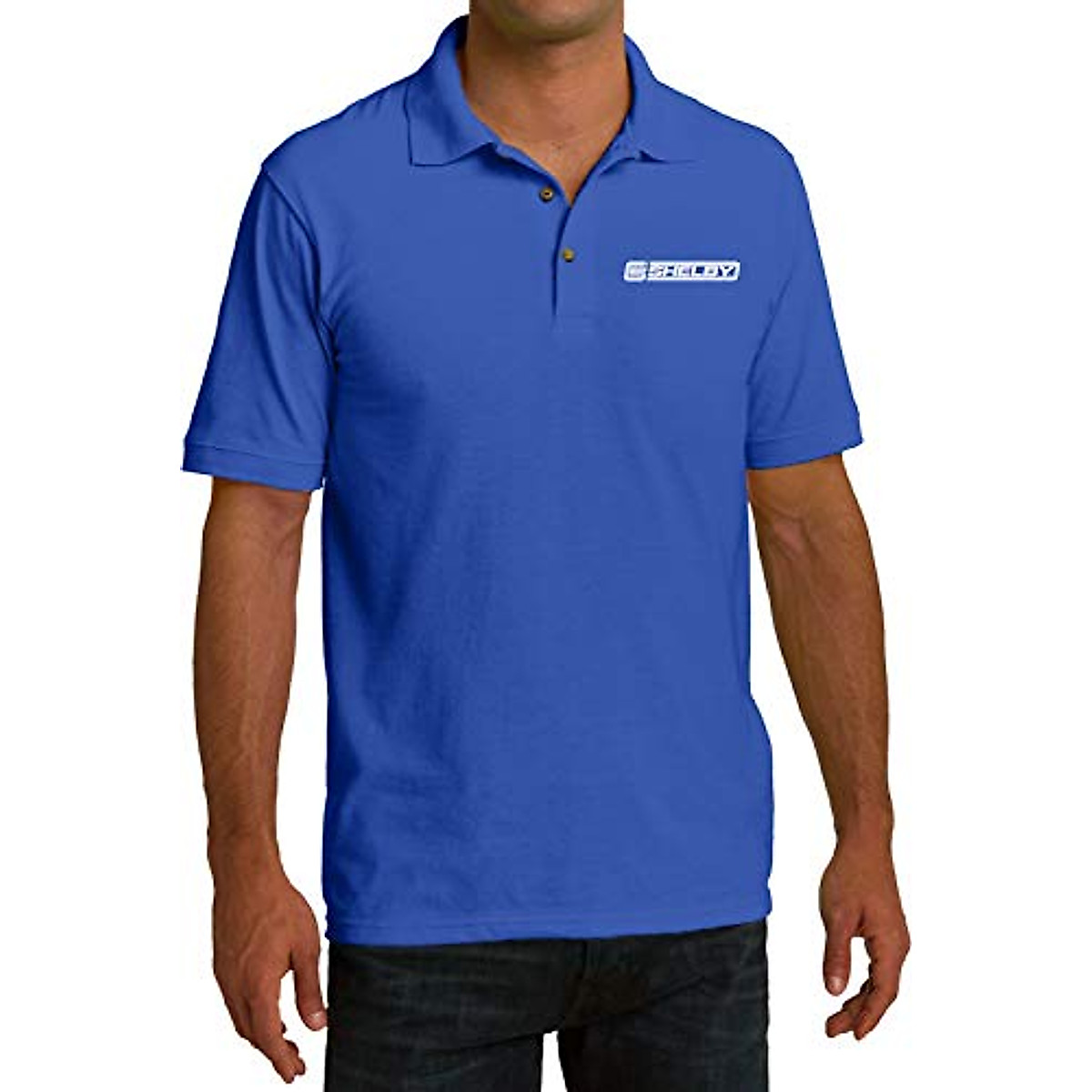 Ford Mustang Shelby Crest Pocket Print Pique Polo, Royal 3XL