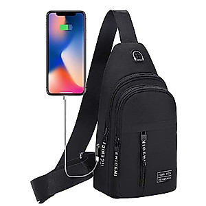 Fanny Pack for Men - Strap Backpack Bag Crossbody Waterproof Backpack with USB Headphone Hole Strap Crossbody Chest Bag