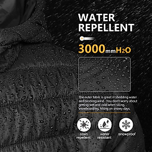 Outdoor Ventures Men's Lightweight Packable Hooded Puffer Jacket Insulated Winter Coat for Snow Ski Traveling