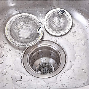 Fayonnir Stainless Steel Drain Strainer, 2 Pieces Drain Strainer Perfect for Kitchen Sink, Strainer Shower, Bathtub, Available in Three Sizes (Large)