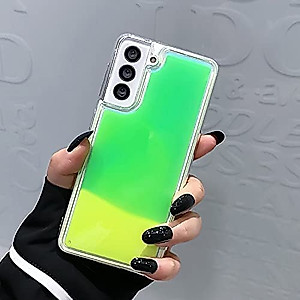 Yatchen Liquid Fluorescent Case for Samsung Galaxy S23 Ultra,Luxury Fun Glow in The Darkness Quicksand Clear Soft TPU Back Cover Luminous Shockproof Protector (Green, Galaxy S23 Ultra)