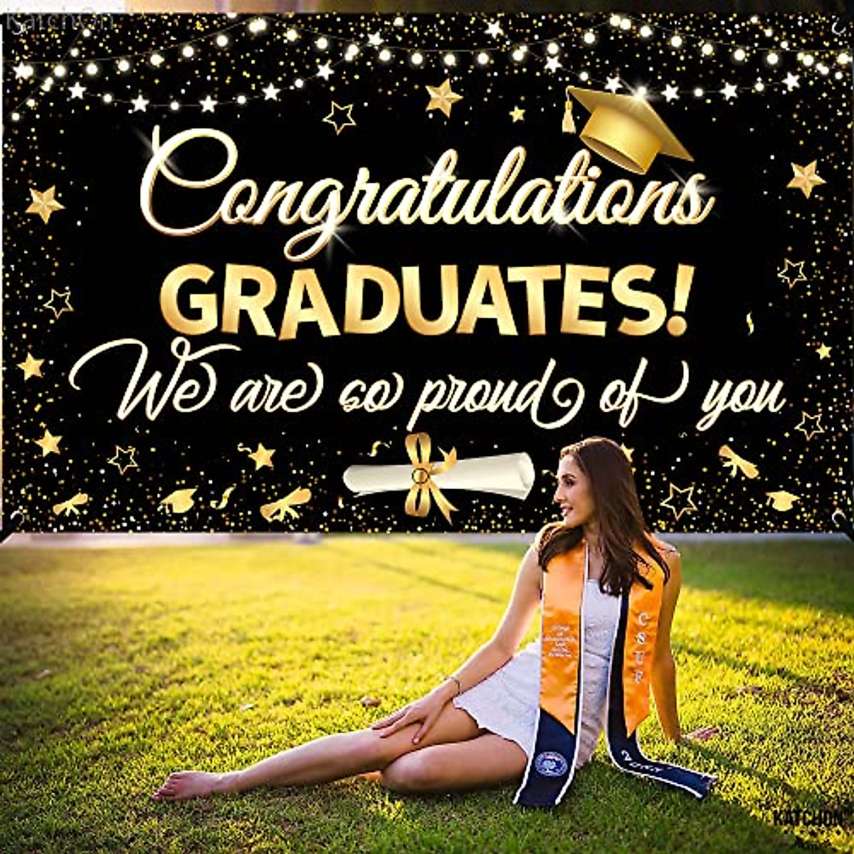 Congratulations Graduates Banner - 72x44 Inch | We Are So Proud Of You Banner for Class of 2023 Graduation Decorations | Graduation Banner, Graduation Party Decorations 2023 | Congratulations Banner