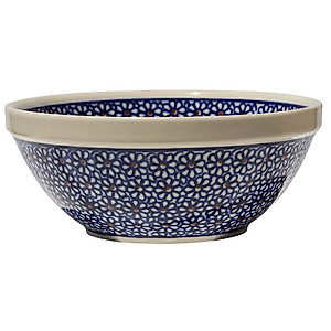 Polish Pottery Bowl 7 Inch From Zaklady Ceramiczne Boleslawiec #849-120 Traditional Pattern, Height: 3" Diameter: 7"