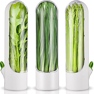 Lallisa Herb Saver Pod Herb Keeper Vegetable Fresh Cilantro Containers for Refrigerator Keeping Bottle Herb Preserver for Mint Fridge Storage, Keeps Greens Fresh for 2-3 Weeks (3 Pcs)