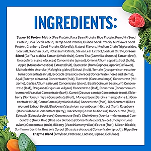 FORCE FACTOR Vegan Plant Protein, Plant-Based Protein + Greens, Greens Powder with 20g Plant Based Protein, Digestive Enzymes, and Fiber, Vanilla Flavor, 20 Servings (Packaging May Vary)