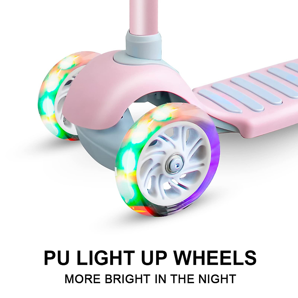 67i Scooters for Kids 2+ Year Old, Kids Scooter 3 Wheel, Toddler Scooter with Lean-to-Steer System and 4 Height-Adjustable Handlebar (Pink)