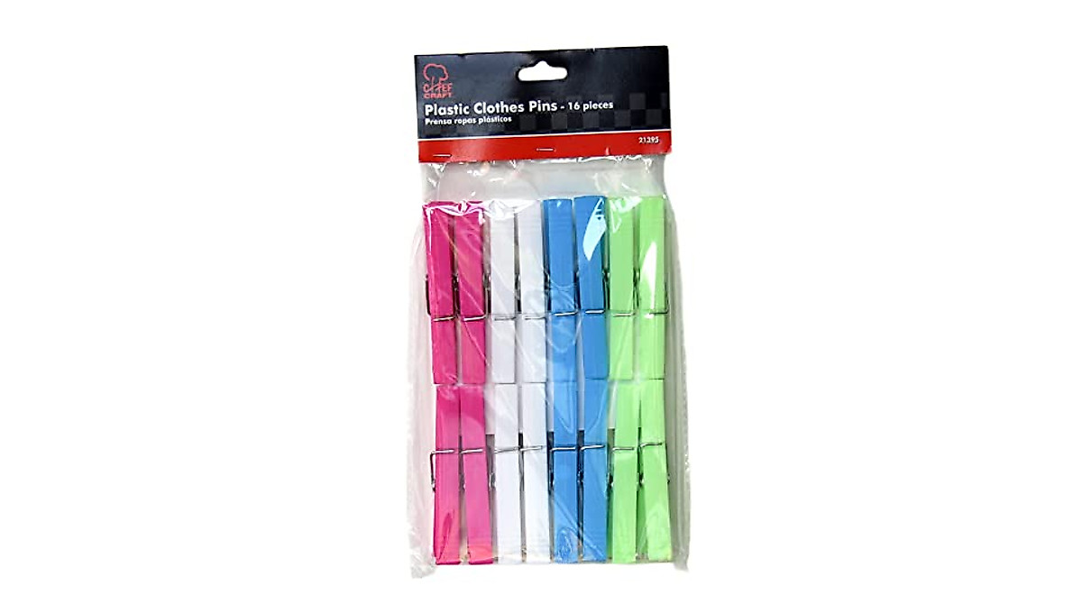 Chef Craft Assorted Plastic Clothes Pins - 16 Pack