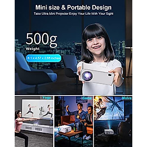 Mini Projector with 5G WiFi and Bluetooth 9500 Lumen, ZDK Native 1080P FHD Home Movie Projector 200", Outdoor Video Portable Projector for iphone, Compatible with iOS/Android/Phone/TV Stick/HDMI/USB