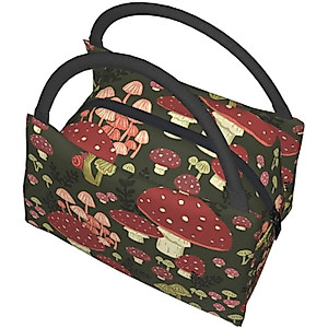 Reusable Insulated Watercolor Mushrooms Lunch Box Tote Box Meal Prep For Men & Women Work Picnic Or Travel