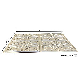 From Plain To Beautiful In Hours 148 Tiny Tulips PVC 2' x 2' Glue-up Ceiling Tile (Covers / 100 sq.ft), White Pearl, 25 Piece