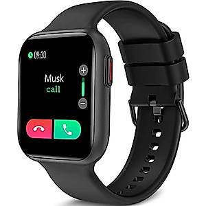 BRIBEJAT BT3 Smart Watch for Men Women Compatible with Samsung iPhone Android Phones (Dial/Answer Calls) 1.7'' 2.5D Screen, Voice Assistant, SpO2/Heart Rate/Sleep Monitor, IP68 Waterproof, Black