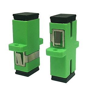 CERRXIAN SC Singlemode Fiber Optic Adapter SC Female to SC Female APC Simplex Single Mode Fiber Optical Coupler Network Internet Connector Adapter with Mount Panel (Green 5-Pack)