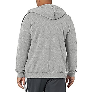 adidas Men's Essentials Fleece 3-Stripes Full-Zip Hoodie, Medium Grey Heather, 4X-Large