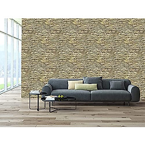 Retro-Art 3D Wall Panels, Pack of 6, Stone Wall in Beige Yellow, PVC, 37.2" x 25.5", Cover 39.53 sq.ft., 186FB