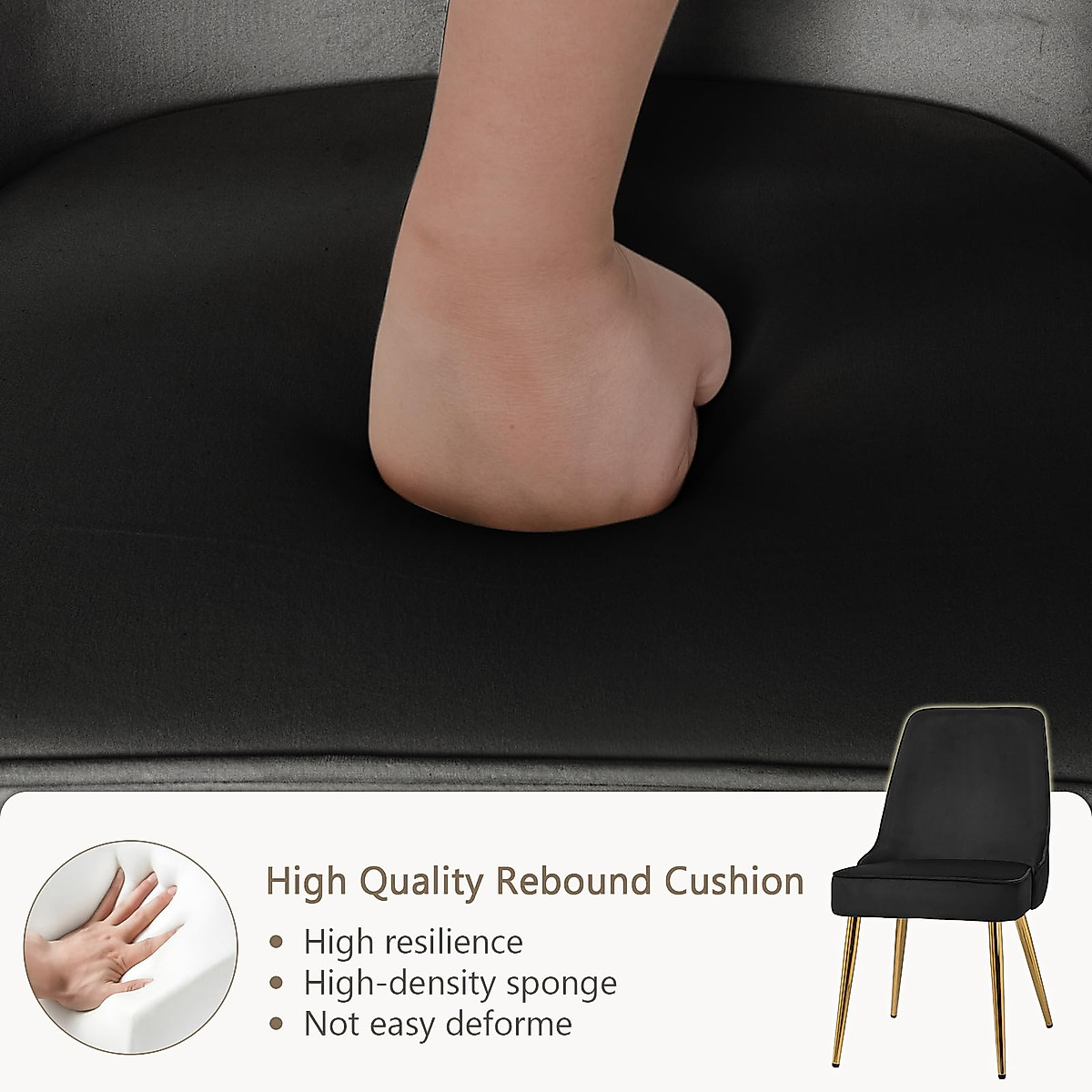 ecoluxehaven Modern Leisure Velvet Dining Chairs,Upholstered Velvet Chair with Gold Metal Legs,Mid-Century Kitchen Chair Set of 4,Beige