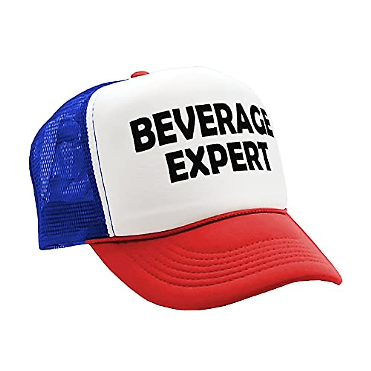 Beverage Expert - Beer Wine Liquor Party - Vintage Retro Style Trucker Cap Hat (R W B)