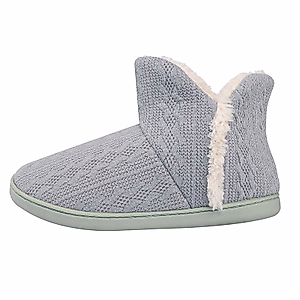 OhMill Flat Heel Slipper Boots Women Slippers Comfort Knit Boots Winter Warm Outdoor Indoor Full Wrap High-Top Shoes (7-8, Grey)