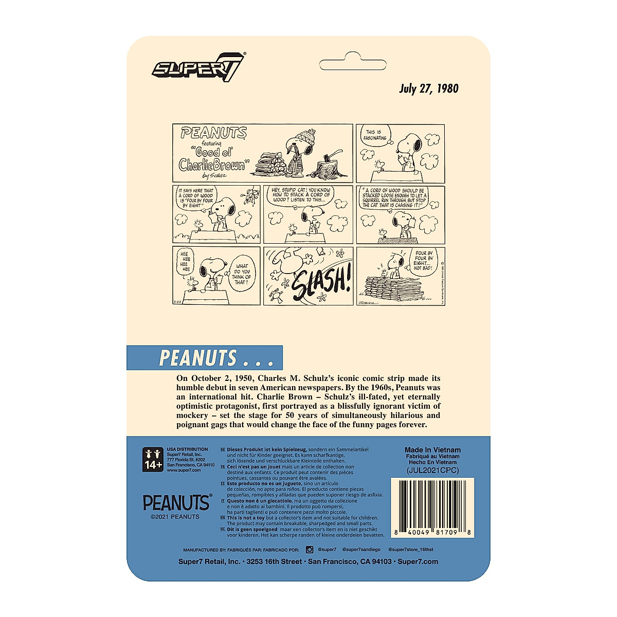 Super7 Peanuts Lumberjack Snoopy - 3.75" Peanuts Action Figures with Accessory Classic Cartoon Collectibles and Retro Toys