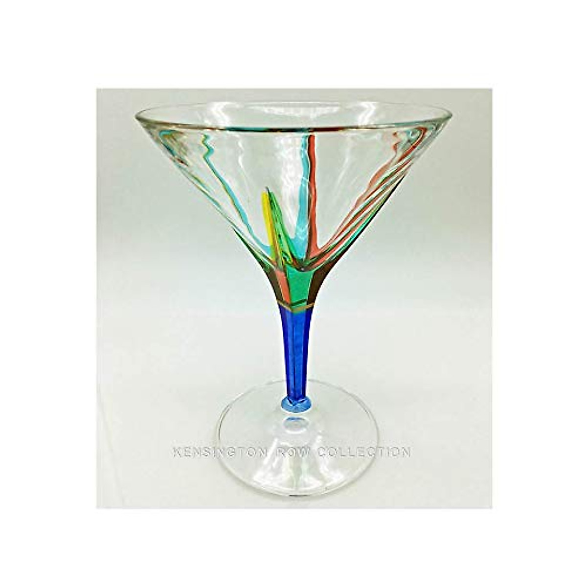 MARTINI GLASSES -"POSITANO" MARTINI GLASS - BLUE STEM - HAND PAINTED VENETIAN GLASSWARE