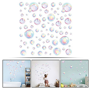 Uonlytech Bubble Wall Decal Stickers, Under The Sea Birthday Party Decor Colour Bubble Ocean Background Water Bath Decor for Mermaid Baby Shower