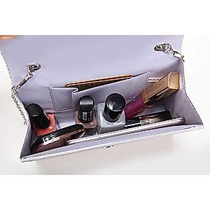 Nodykka Women Evening Envelope Rhinestone Frosted Handbag Party Bridal Clutch Purse Shoulder Cross Body Bag, Silver