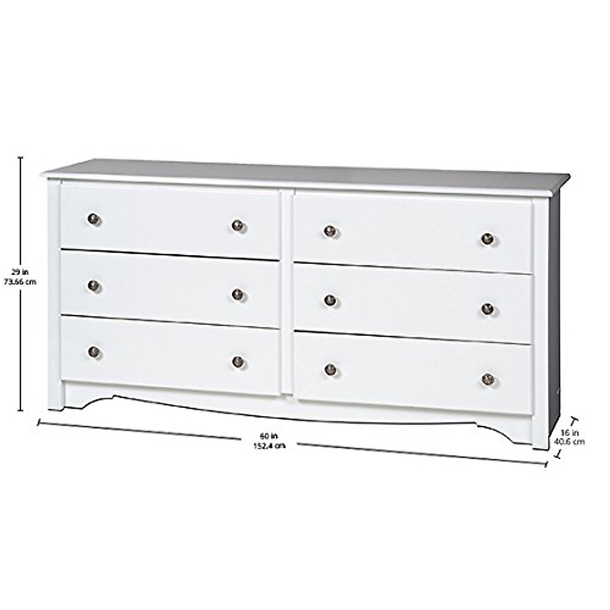 Sonoma 6 Drawer Double Dresser for Bedroom, White