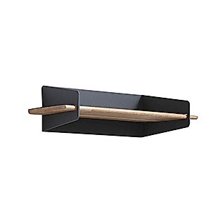 PIBM Stylish Simplicity Shelf Wall Mounted Floating Rack Shelves Iron Art Solid Wood Bookshelf Potted Plant Storage Rectangle Save Space,6 Colors,3 Sizes, Black , 20x22.5x10cm