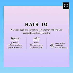 SGX NYC Hair IQ - 4 Fl Oz - 10-in-1 Leave-In Treatment for All Hair Types - Strengthens and Repairs Damaged Hair with Biotin, Hyaluronic Acid, and Exclusive Bond Technology