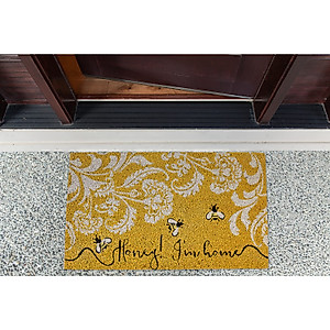 DII Natural Coir Doormat, Fun Greeting Mat, Honey I'm Home, 18x30