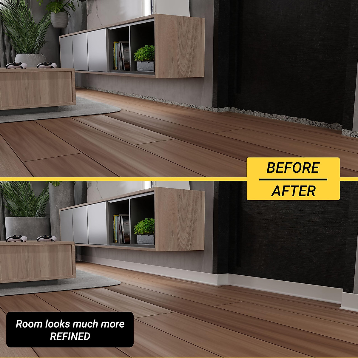 PAGONA Floor Trim Molding, Trim for Walls, Peel and Stick Baseboard, Flexible Trim Moulding, Skirting Boards for Walls, Flexible Baseboard Molding Trim, Wall Molding Trim, 4 Inch x 20 Feet