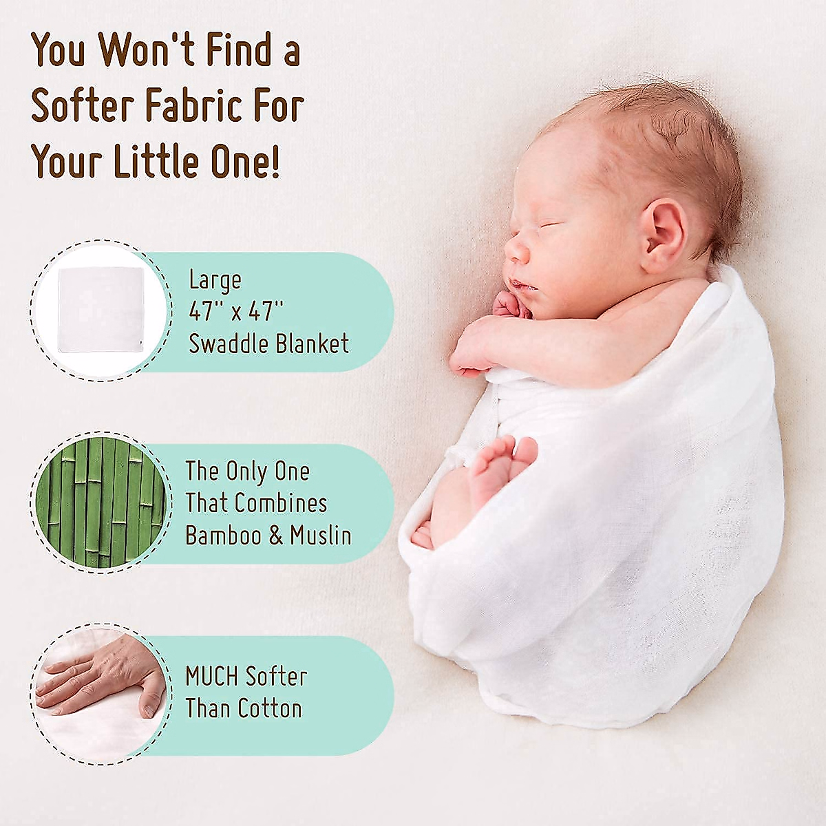 Brooklyn Bamboo Muslin Swaddle Blanket for Baby Newborn Toddlers – Muslin Blanket Unisex Ultra Soft Organic Quick Dry and Absorbent and Odor Free Single