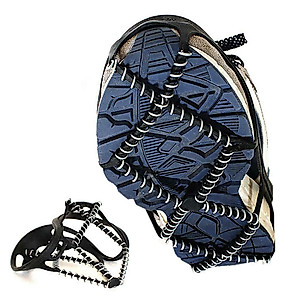 shlutesoy Ice Traction Cleats,Shoes Crampons,2Pcs Anti-Slip Spikes Cleat Crampons Shoe Cover Ice Snow Hiking Climbing Gripper Black