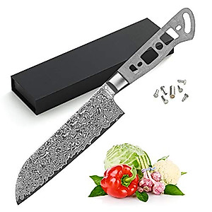 KATSURA Woodworking Project Kit – Santoku Knife Blank – 7 Inch– Japanese Premium AUS 10, 67 Layers Damascus Steel – NO LOGO
