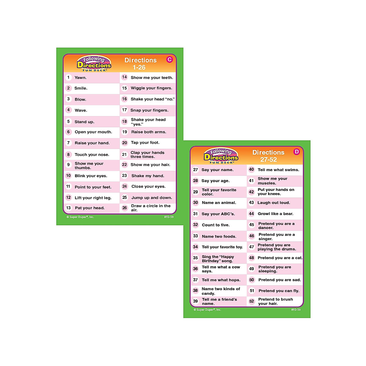 Super Duper Publications | Following Directions Fun Deck Flash Cards | Educational Learning Resource for Children