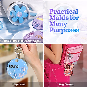 LET'S RESIN Name Plates Resin Molds, 16 Cavities 2Pcs Silicone Name Tag Resin Molds for Tumbler Cup Lid, Epoxy Resin Molds for Stanley Cups, Keychain, Resin Art