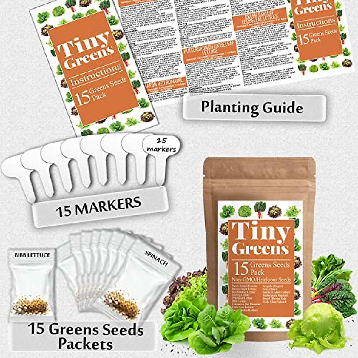 15 Heirloom Lettuce & Leafy Vegetable Seeds | 4000+ Seeds | Non GMO Seeds for Planting | Hydroponic Garden Seeds - Indoors or Outdoor